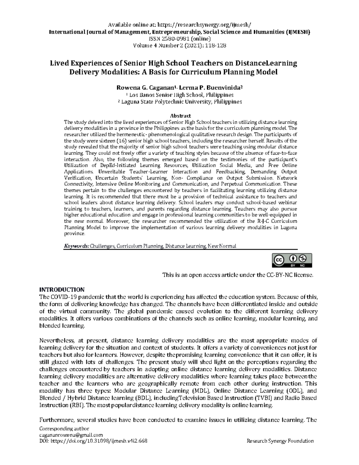 668 srticlr tect - Available online at: https:// researchsynergy/ijmesh ...