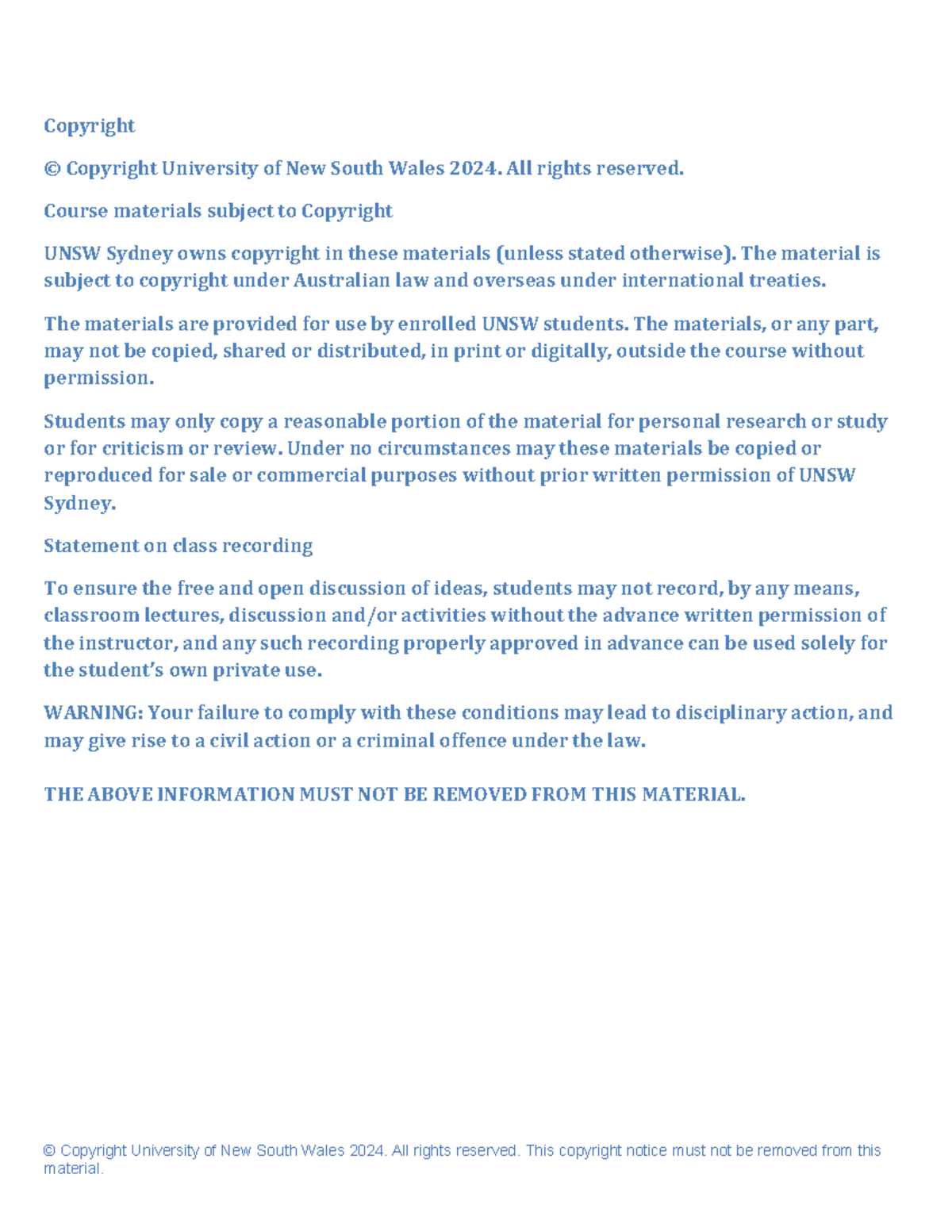 Course Journal 2024 t3 - Assessment Task - © Copyright University of ...