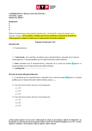 Tarea Académica 2 - HUELLA DE CARBONO - Consigna para la Tarea académica 2 Comprensión y ...