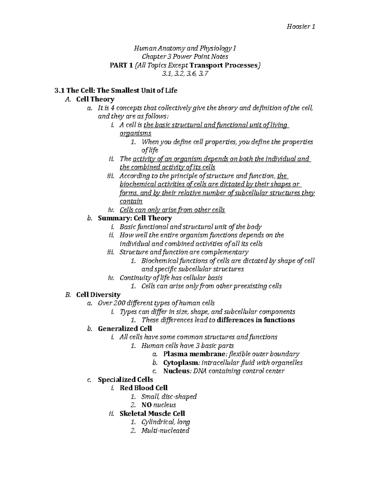 Ch. 3 Power Point Notes Pt. 1 - Human Anatomy and Physiology I Chapter ...