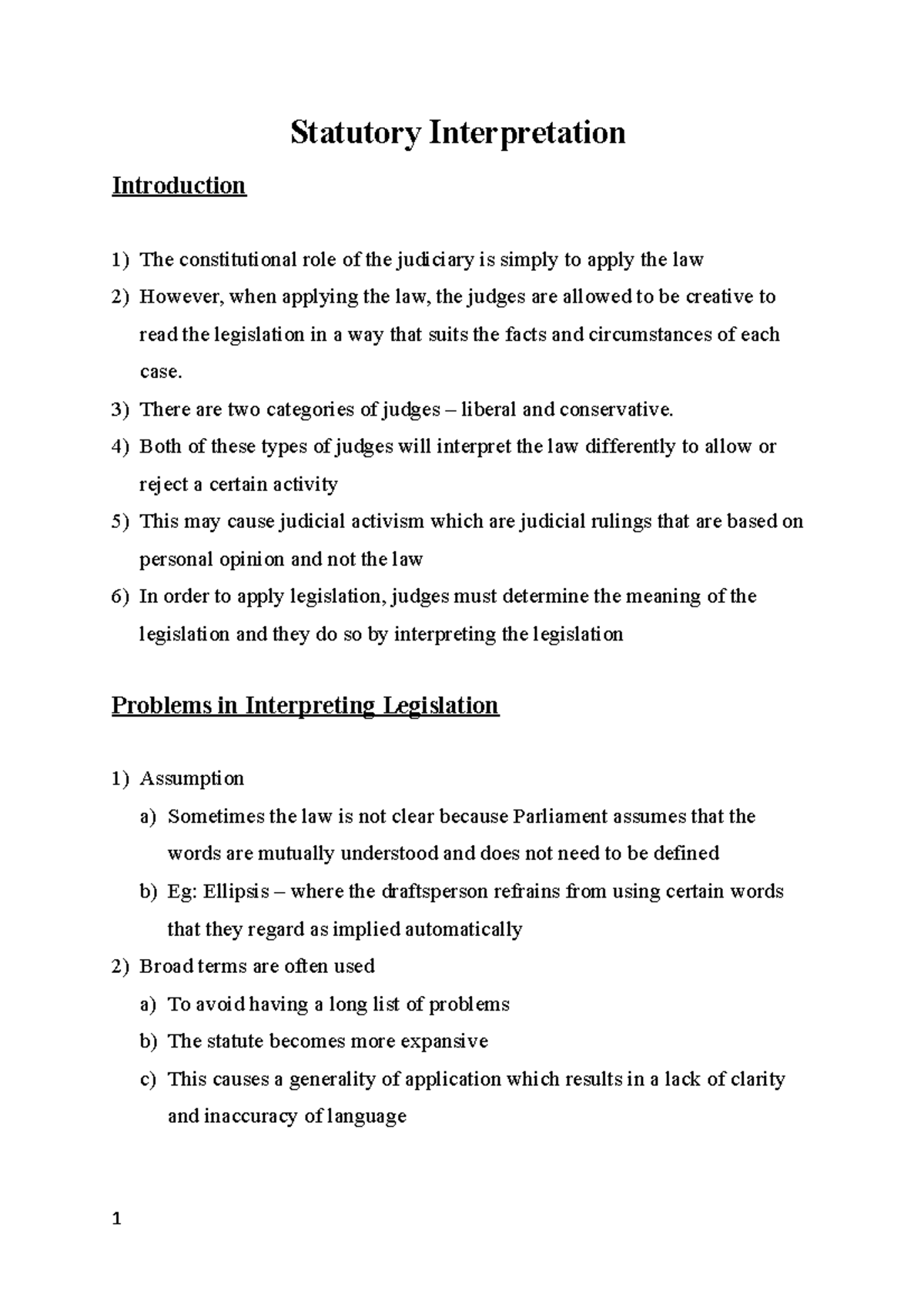 Legal Method & System Outline - Statutory Interpretation Introduction ...