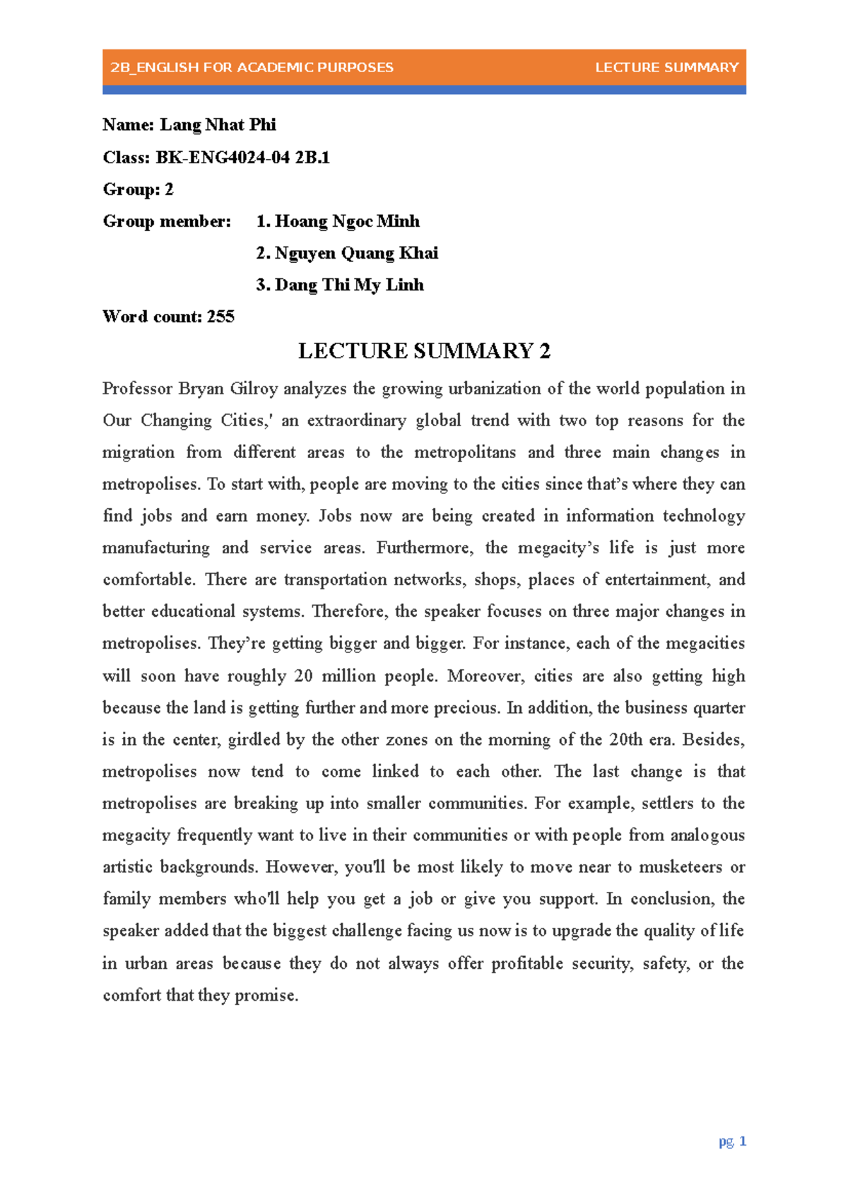 Lecture Summary 2 - Group 2 - 2B_ENGLISH FOR ACADEMIC PURPOSES LECTURE ...