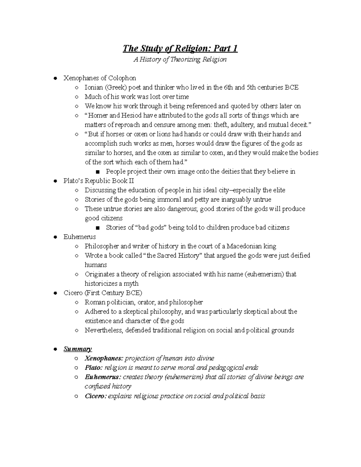 Lecture notes on The Study of Religion - The Study of Religion: Part 1 ...