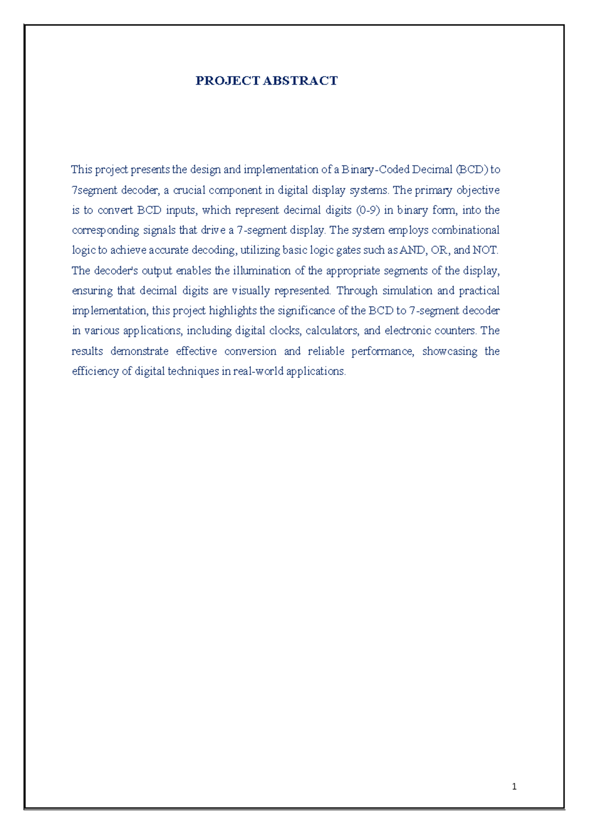 DTE report format final - PROJECT ABSTRACT This project presents the ...