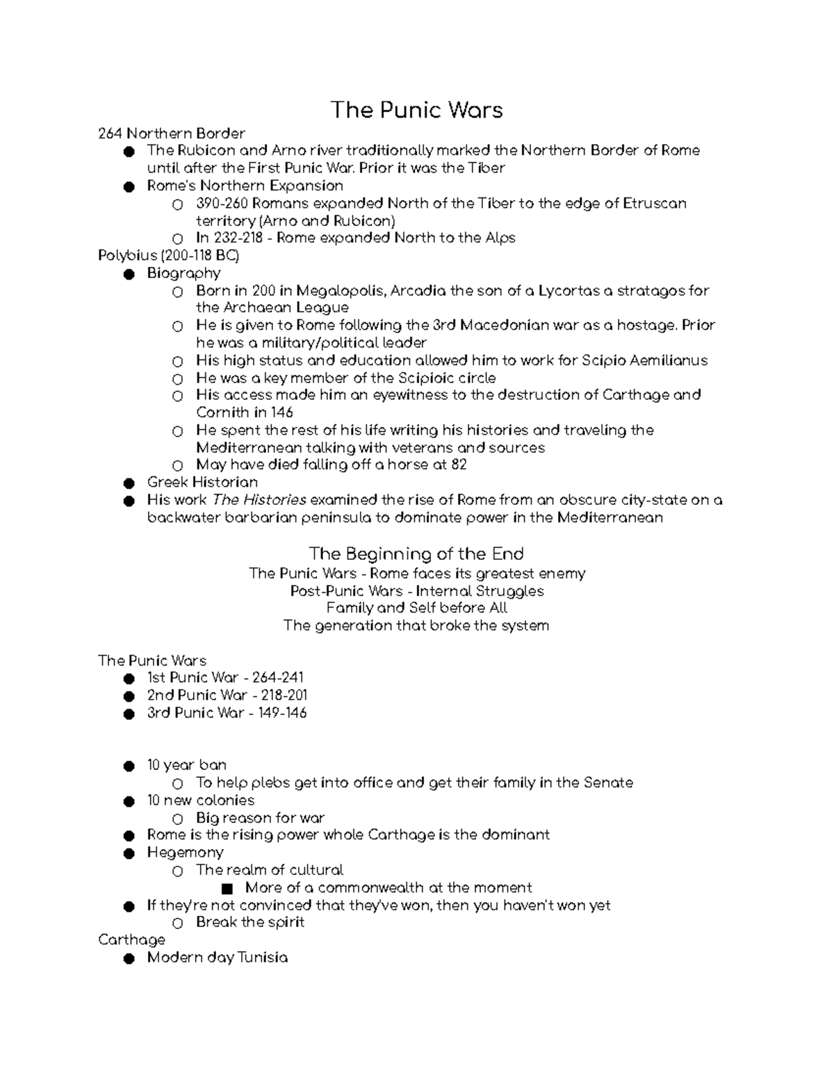 The Punic Wars - The Punic Wars 264 Northern Border The Rubicon and ...