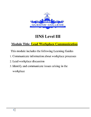 Lead small teams - lecture - Hardware and Network Servicing (level III ...