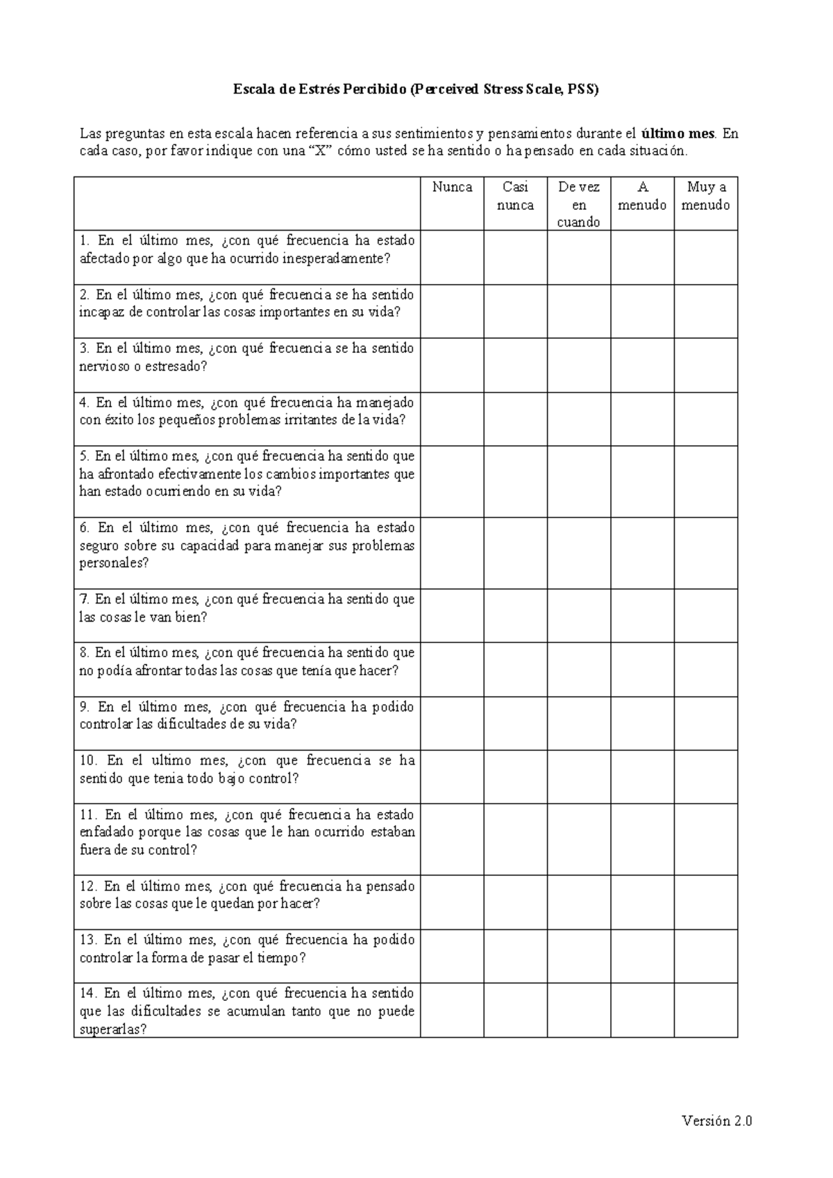 Escala DE Estres Percibido - Escala de Estrés Percibido (Perceived ...