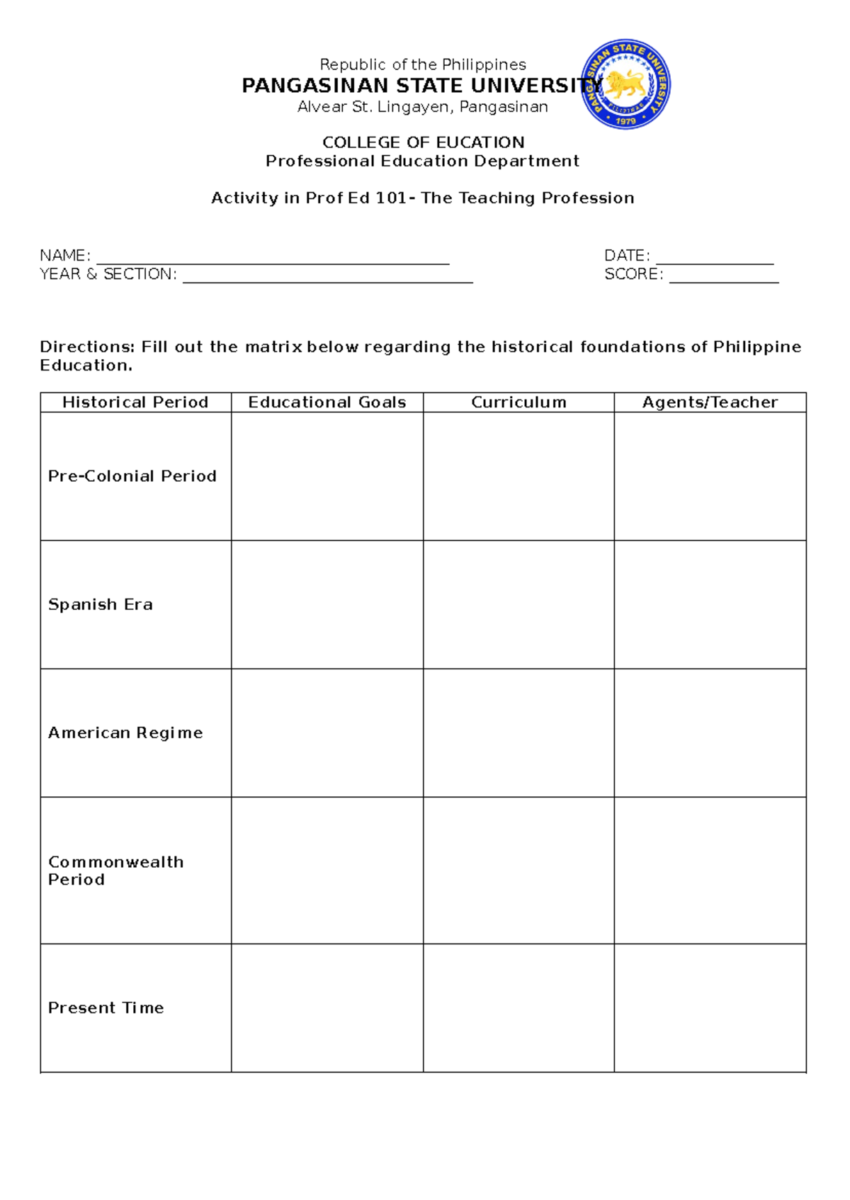 Activity in prof ed 101 - Prof Ed 101 assignment-social studies ...