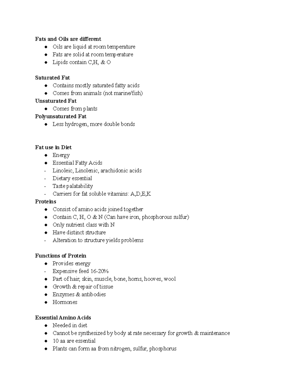AVS 101 Fats in Diet - Professor Anthony Malilo, notes on fats in ...