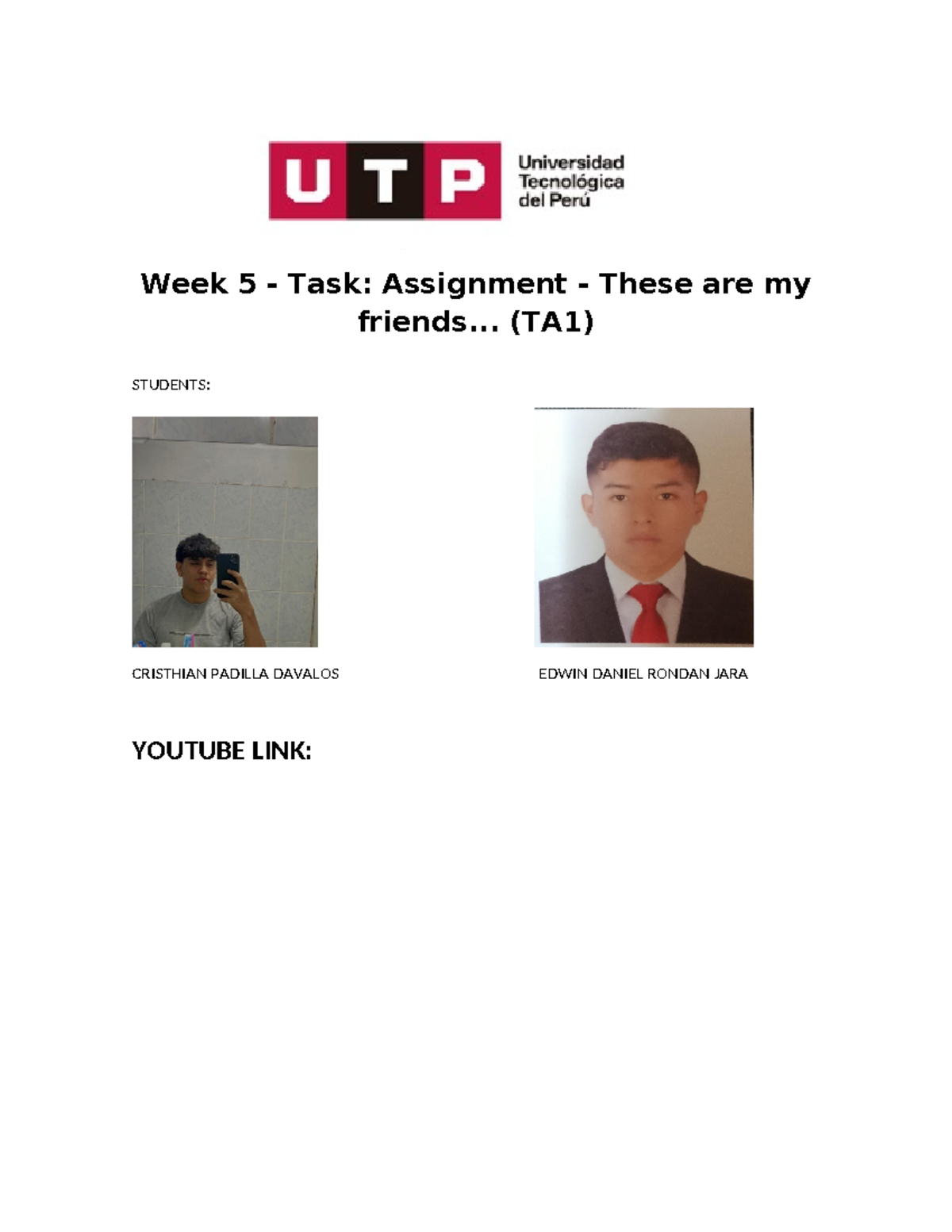 Week 5 - aquia - ingles, tarea - Week 5 - Task: Assignment - These are my friends... (TA1 ...