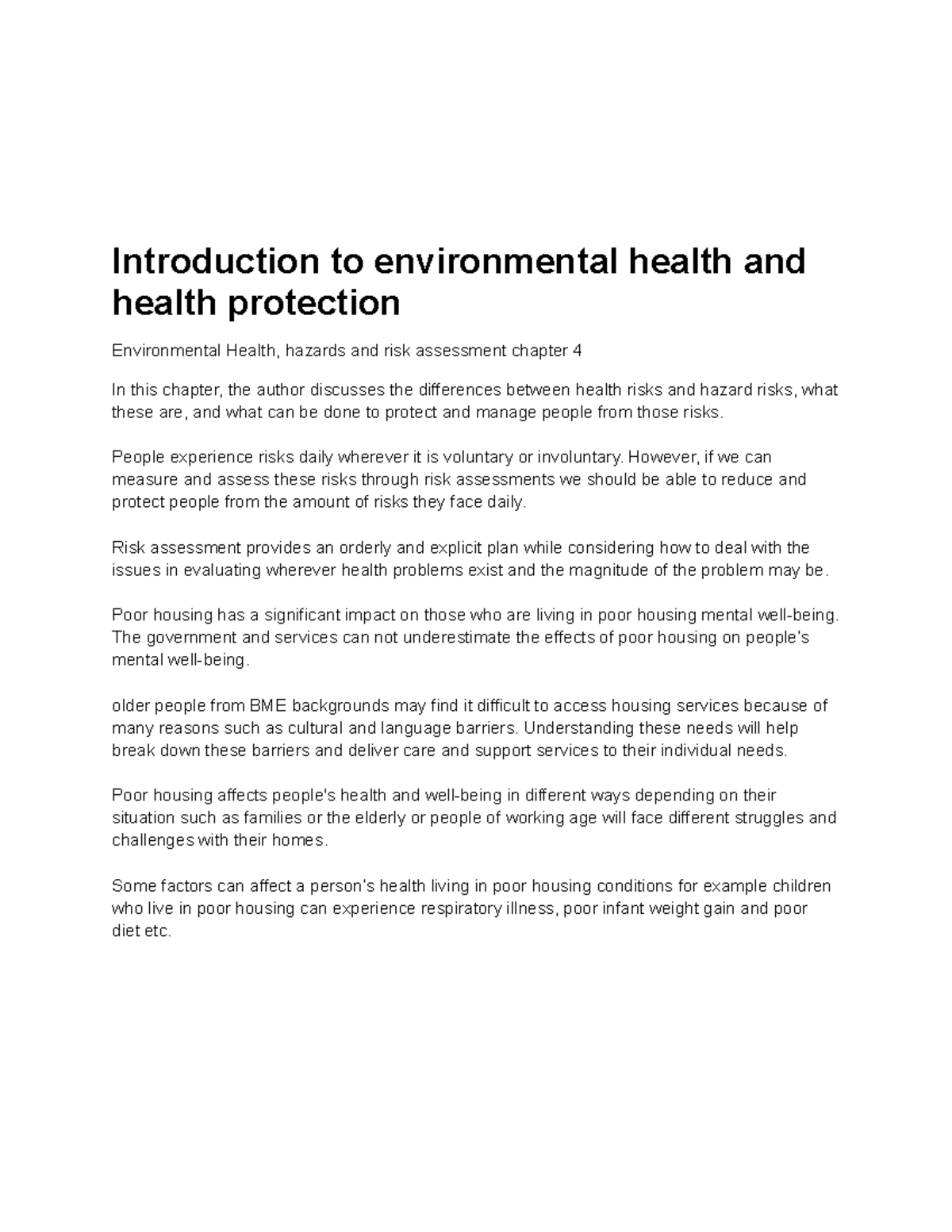 Introduction to environmental health and health protection ...