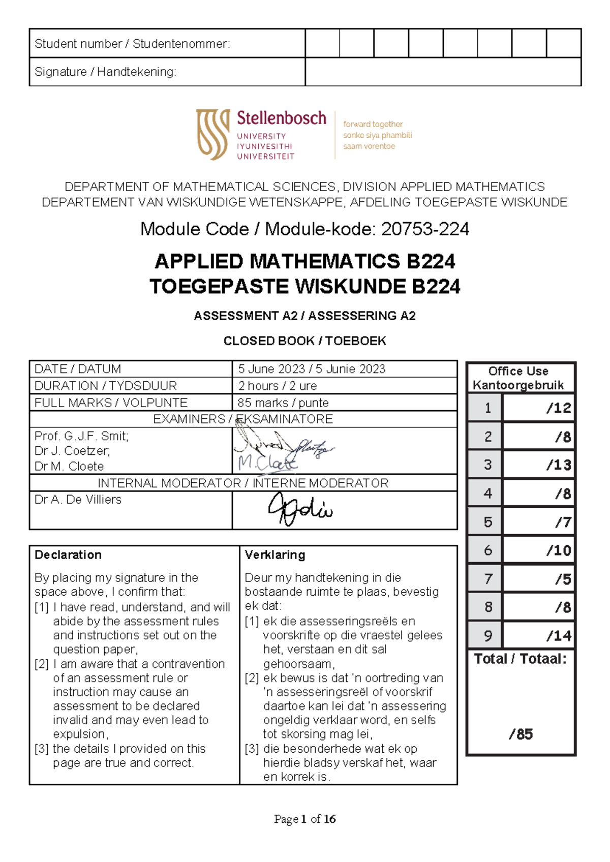 A2 Paper 2023 B224 Memo - a2 2023 - Page 1 of 16 Student number ...