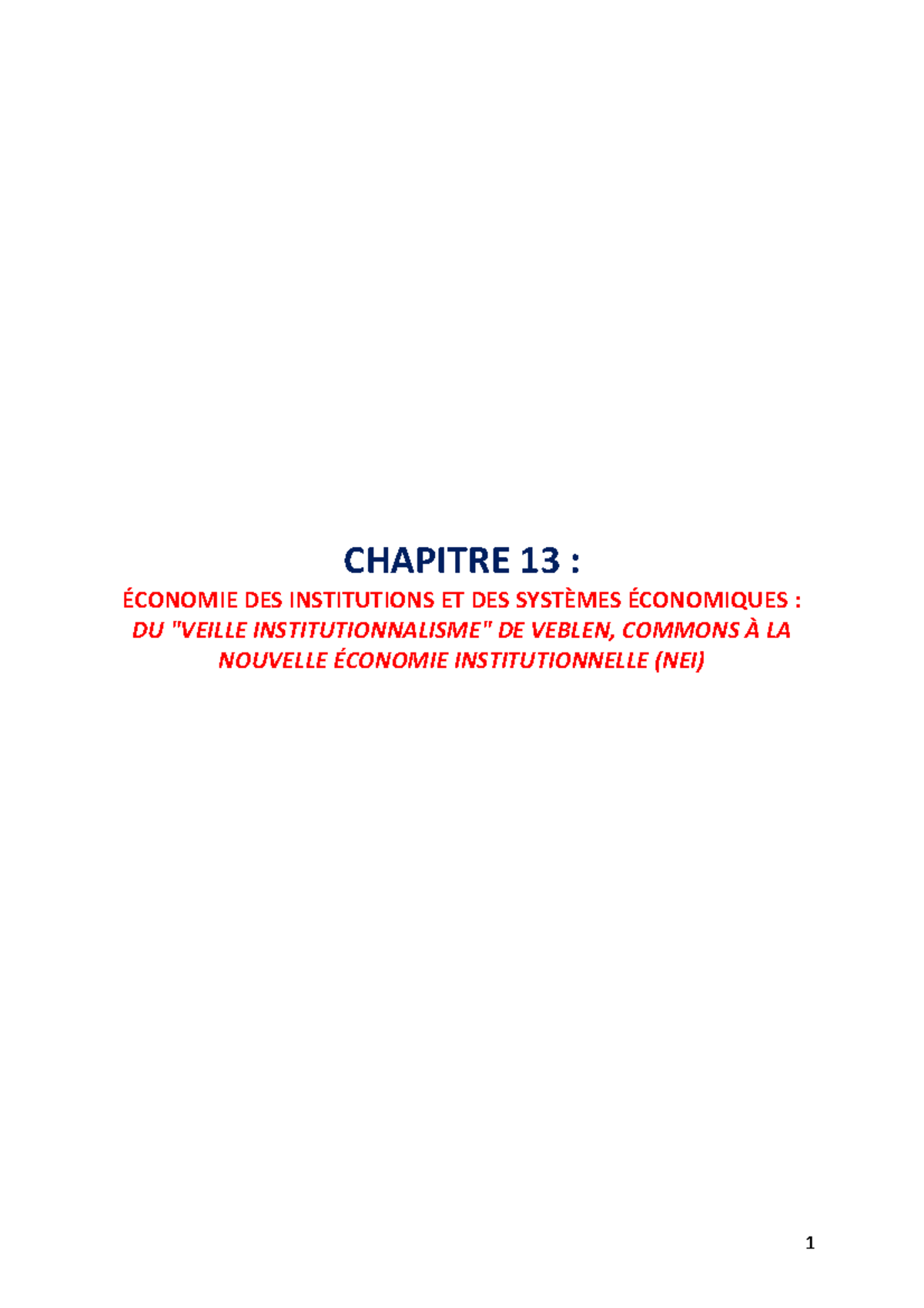 Economie des institutions et systèmes économiques - CHAPITRE 13 ...