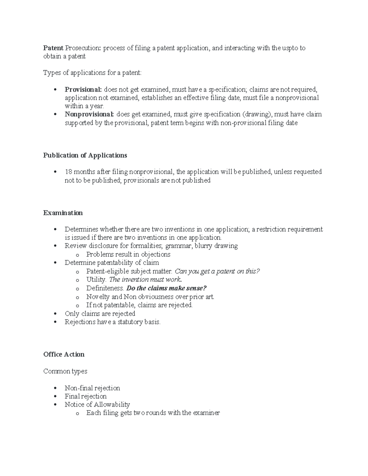 Patent Law Notes - Patent Prosecution: process of filing a patent ...