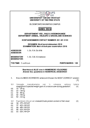 ANIG1624 Study Guide 2021 - ANIG Introduction to Animal, Wildlife and ...