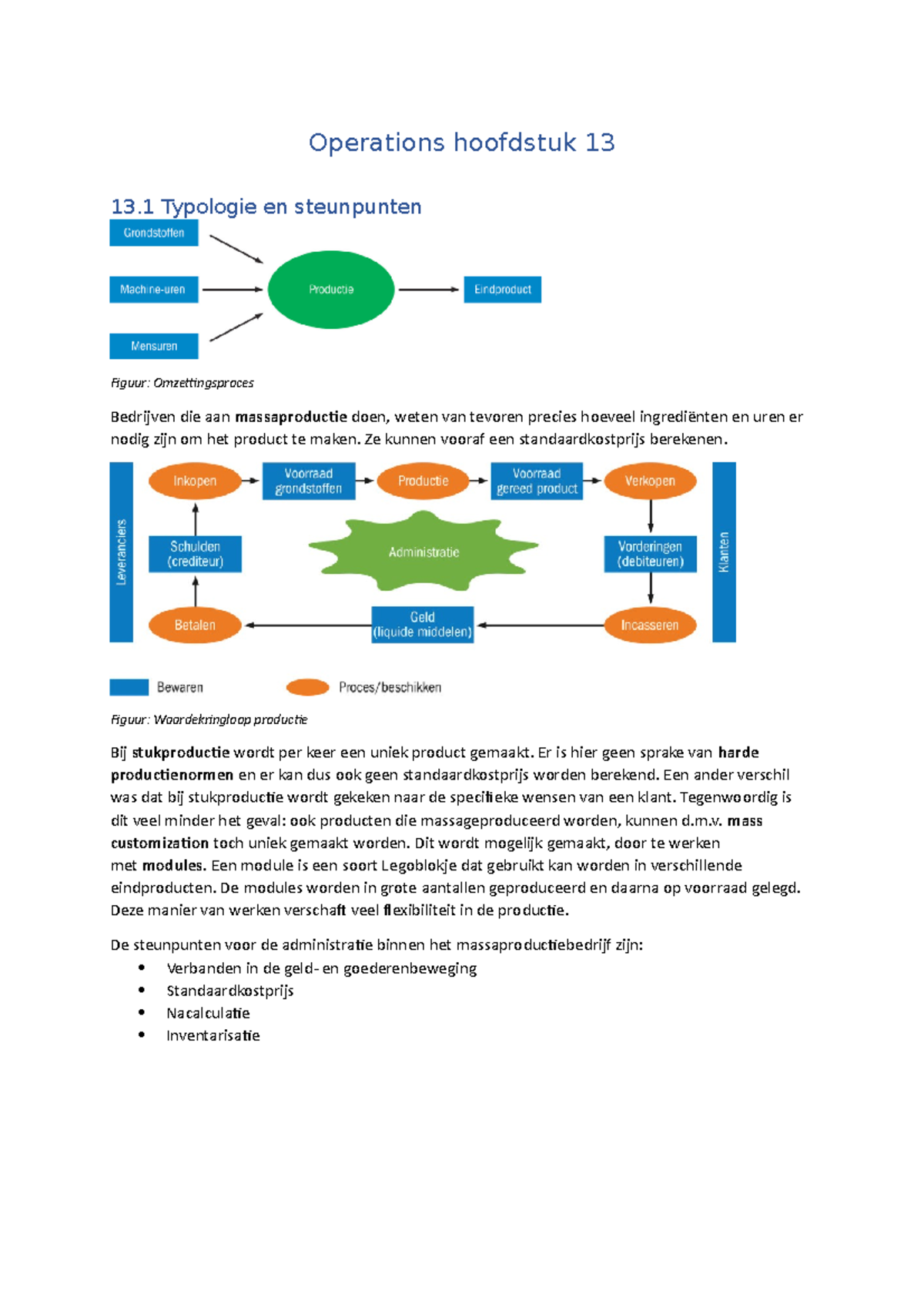 Operations hoofdstuk 13 - Ze kunnen vooraf een standaardkostprijs ...