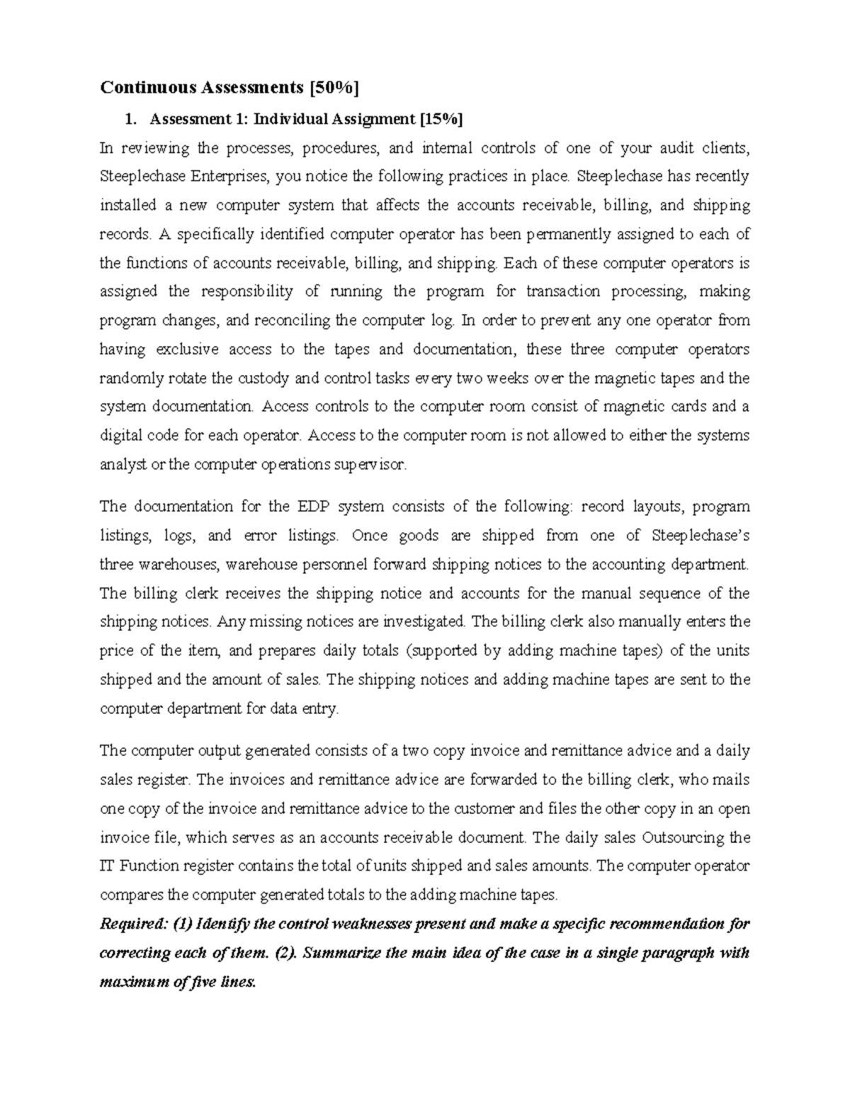 EDP Continuous Assessments March 2023 - Continuous Assessments [50% ...