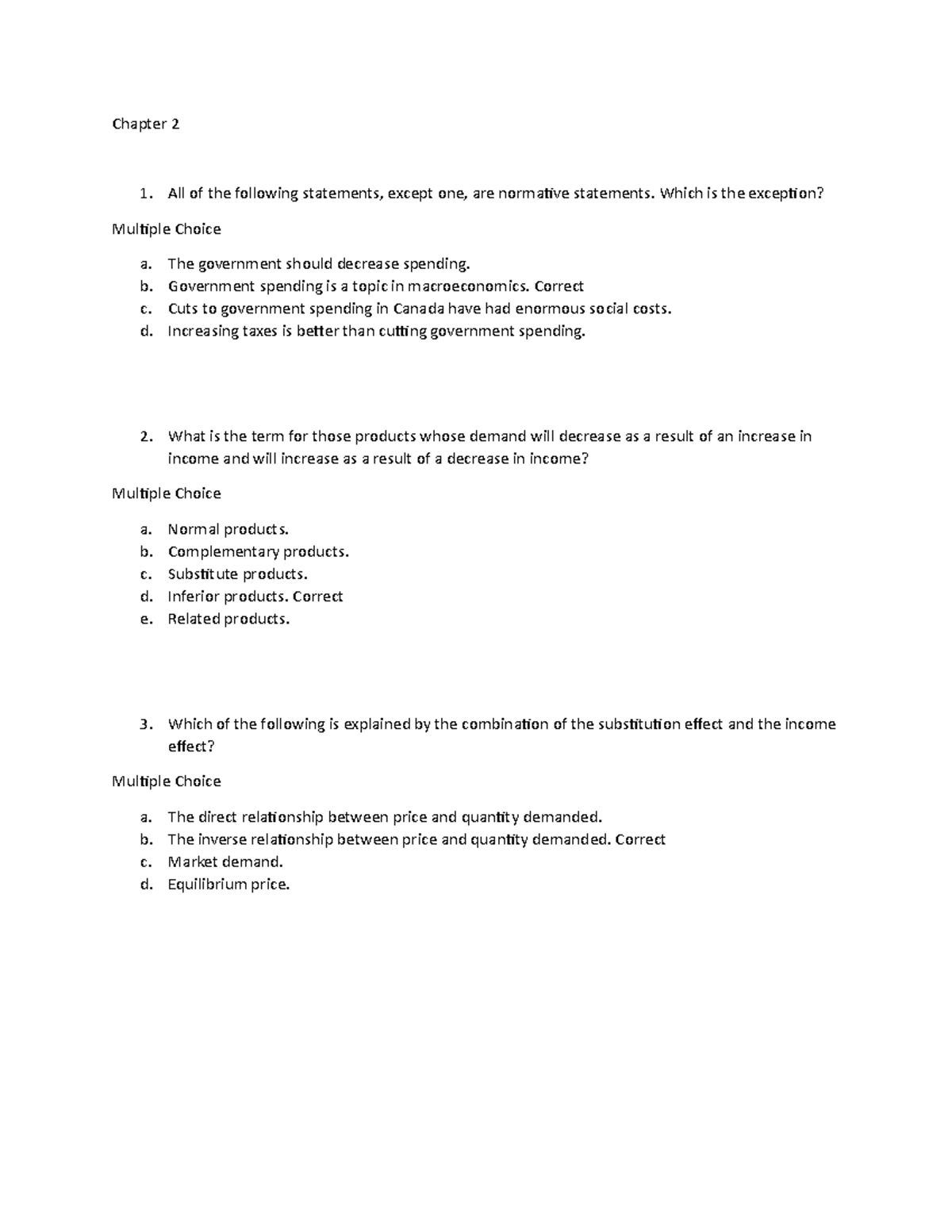 Quiz 2 2019, questions and answers - Chapter 2 1. All of the following ...