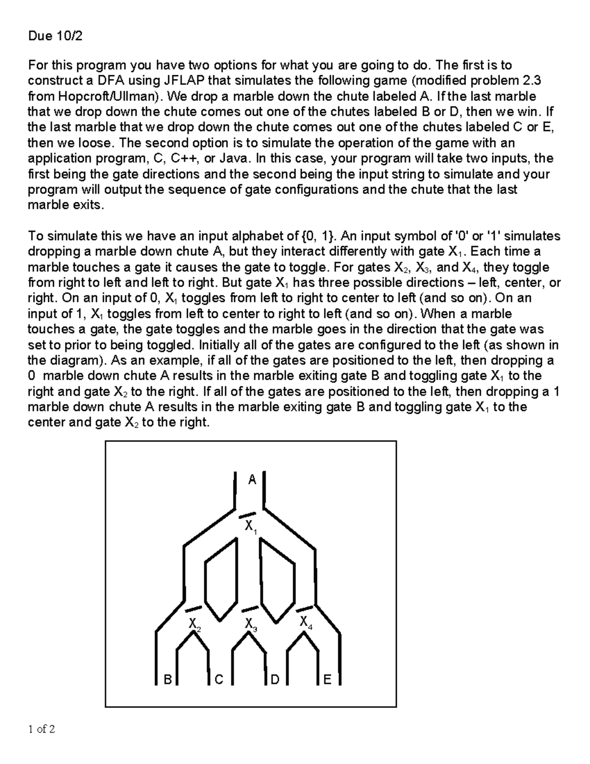 Programming assignment 2 - Due 10/ For this program you have two ...