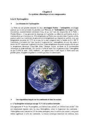 Cours 1 1 - Chapitre I Le système climatique et ses composantes I ...