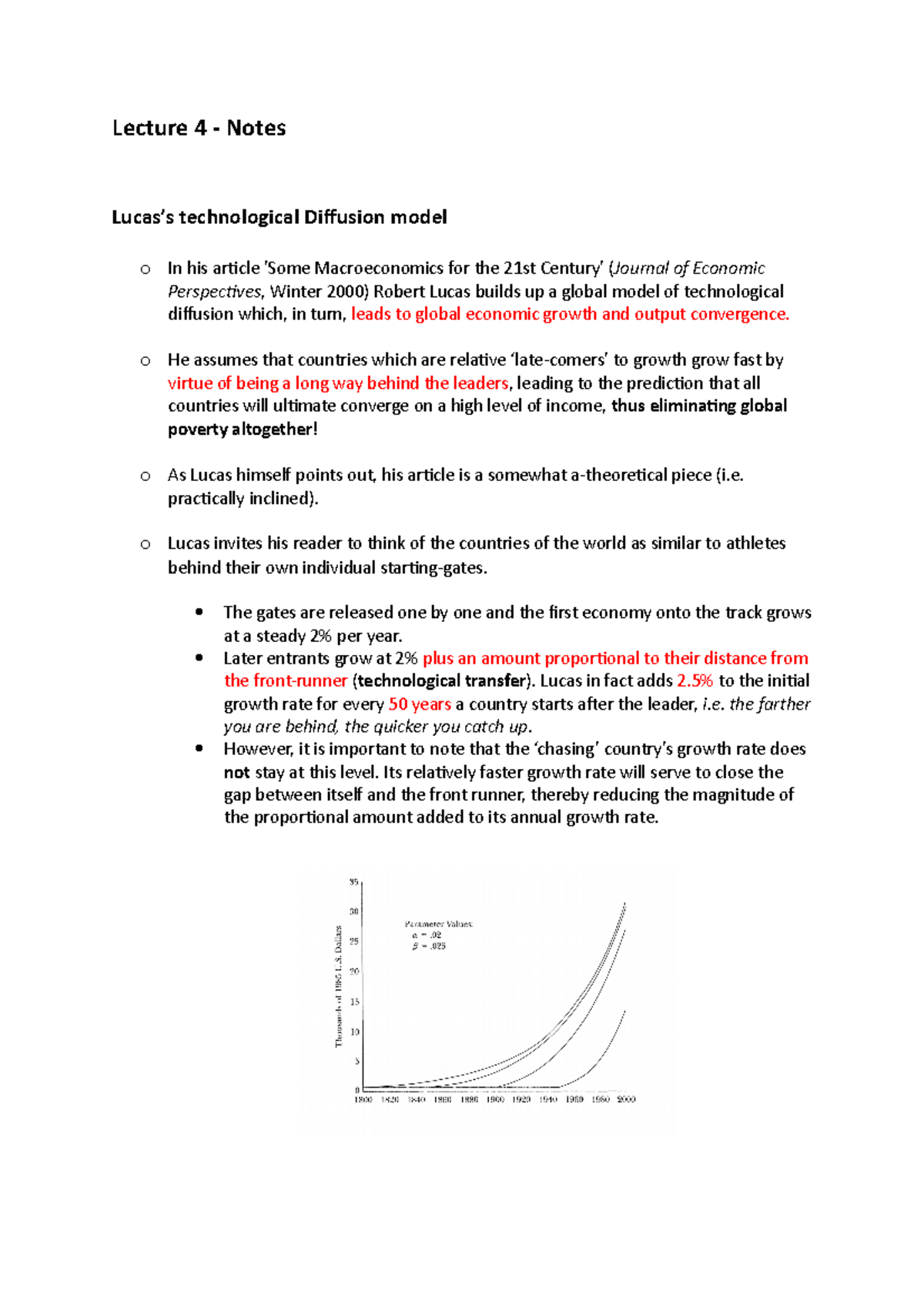 Lecture 4 - Neoclassical Growth - Lecture 4 - Notes Lucas’s ...