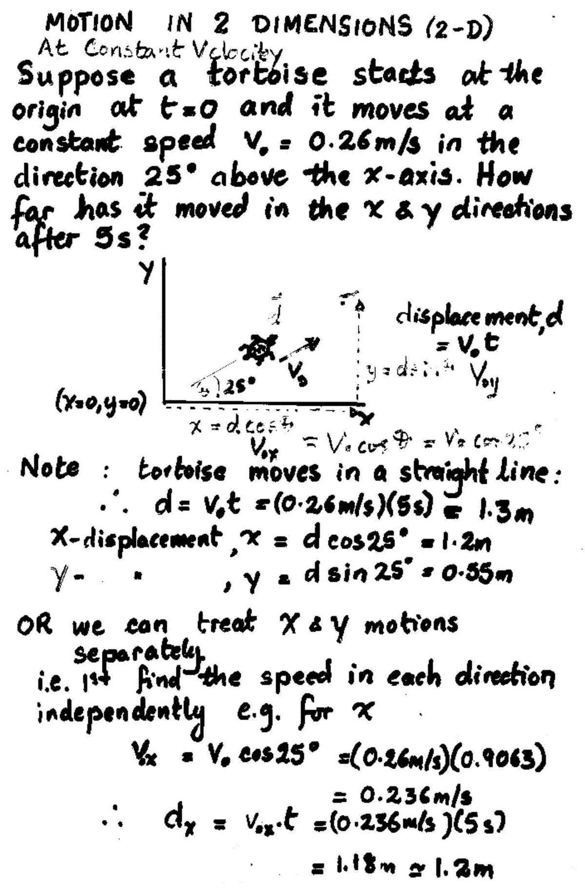 Motion in 2 dimensions-Projectile - MOTION IN 2 DIMENSIONS At Constant Velocity Suppose a ...