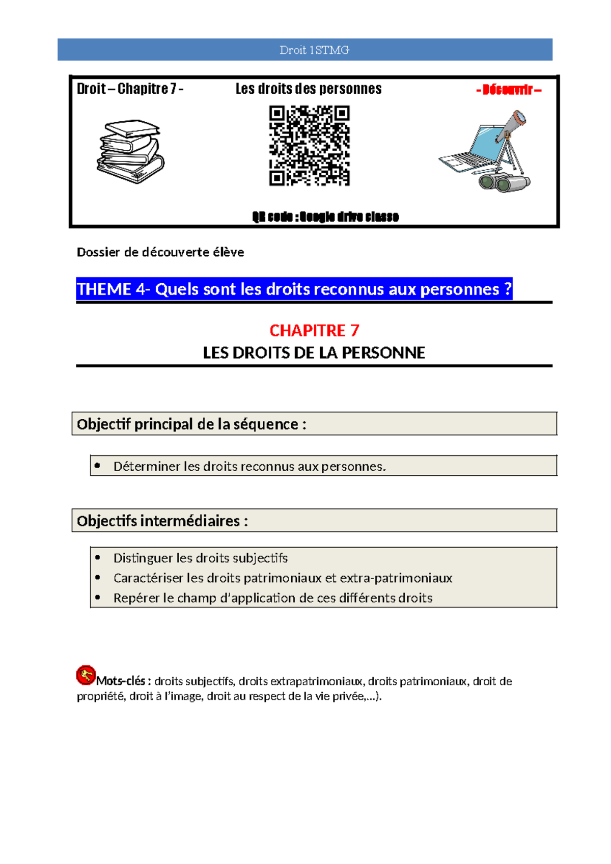 Chapitre 7 Les droits de personnes correction Je découvre copie 1 - Droit – Chapitre 7 - Les ...