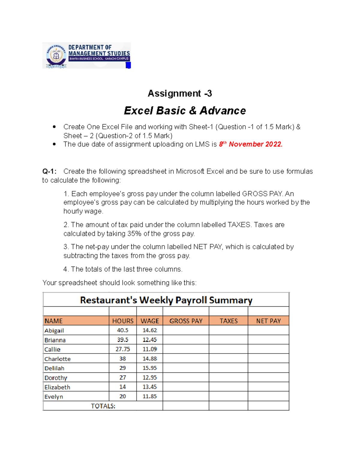 Assignment 3 03112022 055128 pm - Assignment - Excel Basic & Advance ...