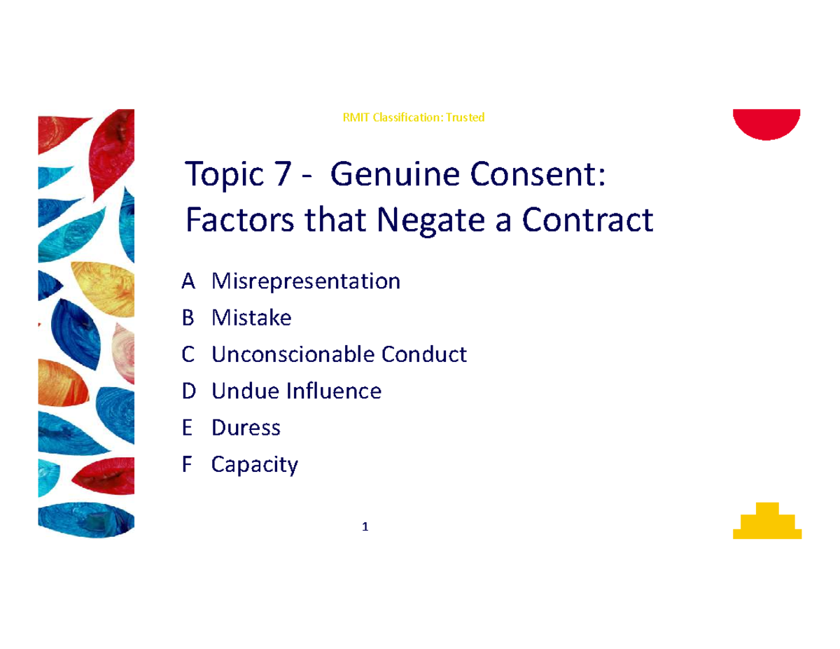 Genuine Consent - Negating Factors (for students)(pdf) - Topic 7 ...