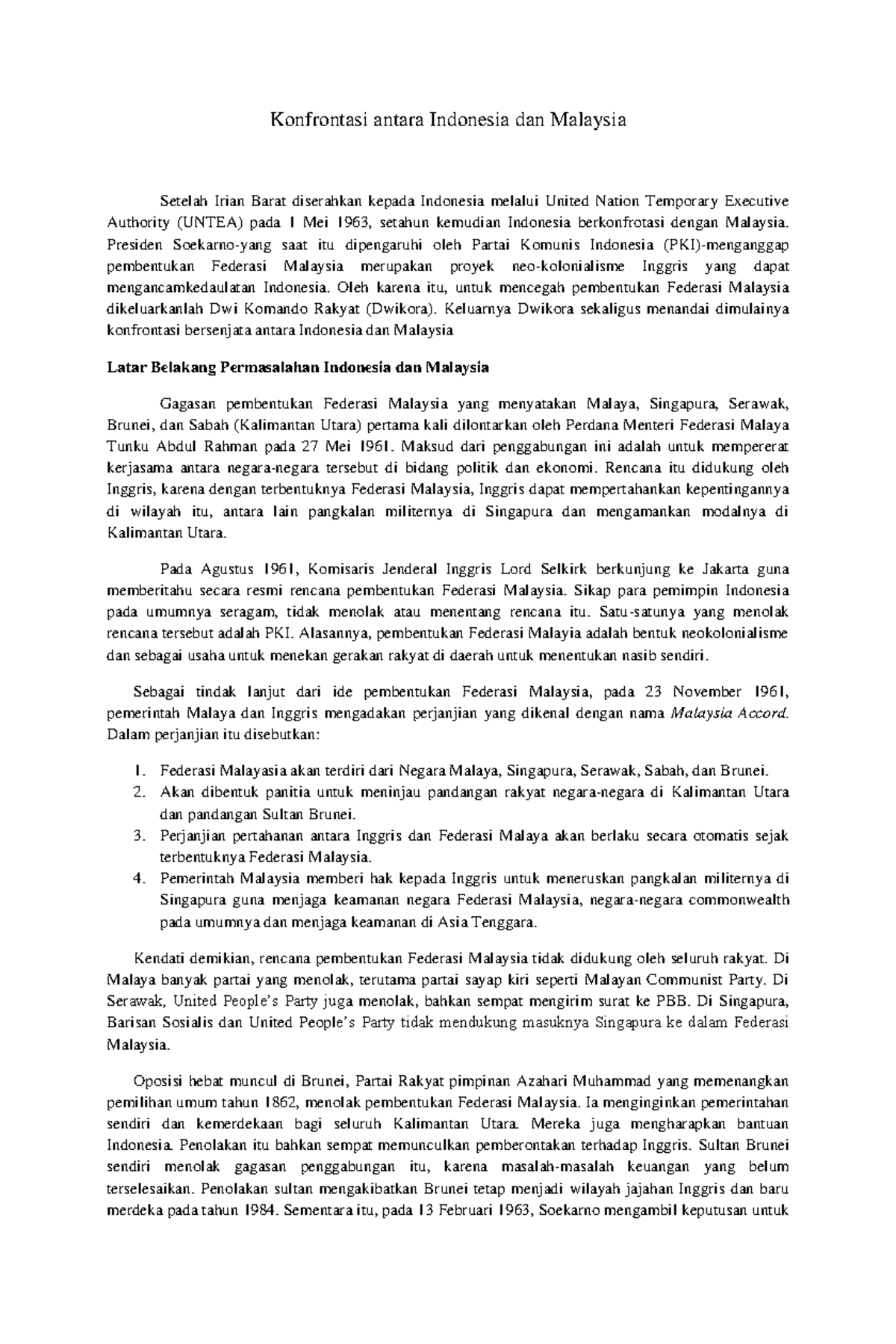 Konfrontasi Indonesia Malaysia - Konfrontasi antara Indonesia dan ...