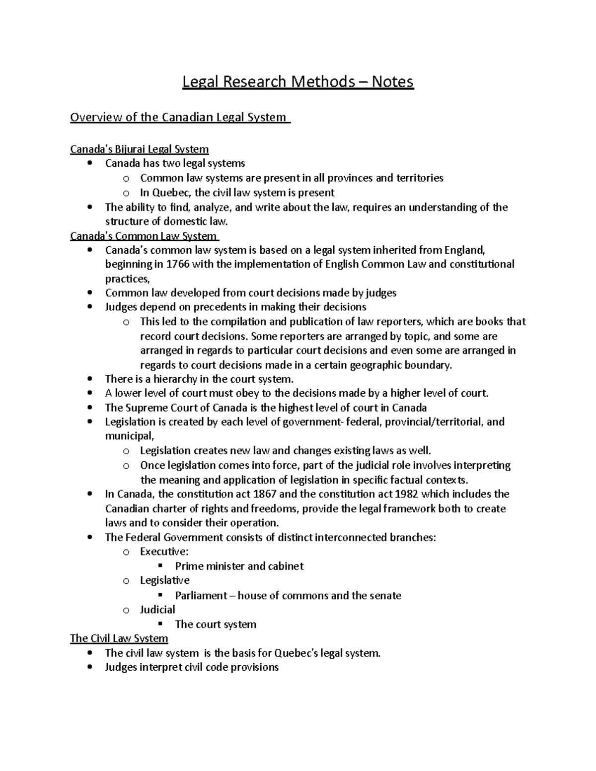 Legal Research Methods- Notes - Legal Research Methods – Notes Overview ...