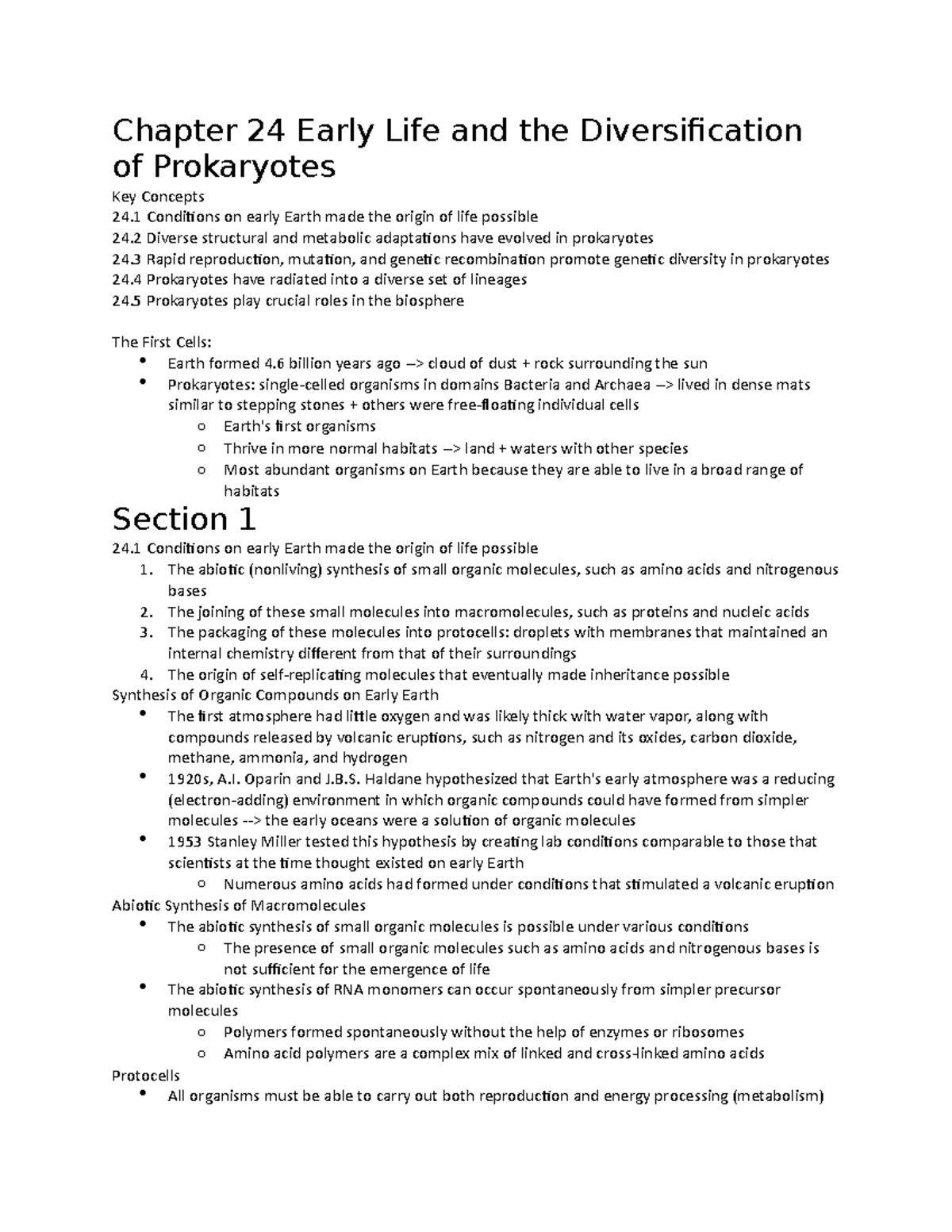 Chapter 24 Early Life and the Diversification of Prokaryotes - The ...