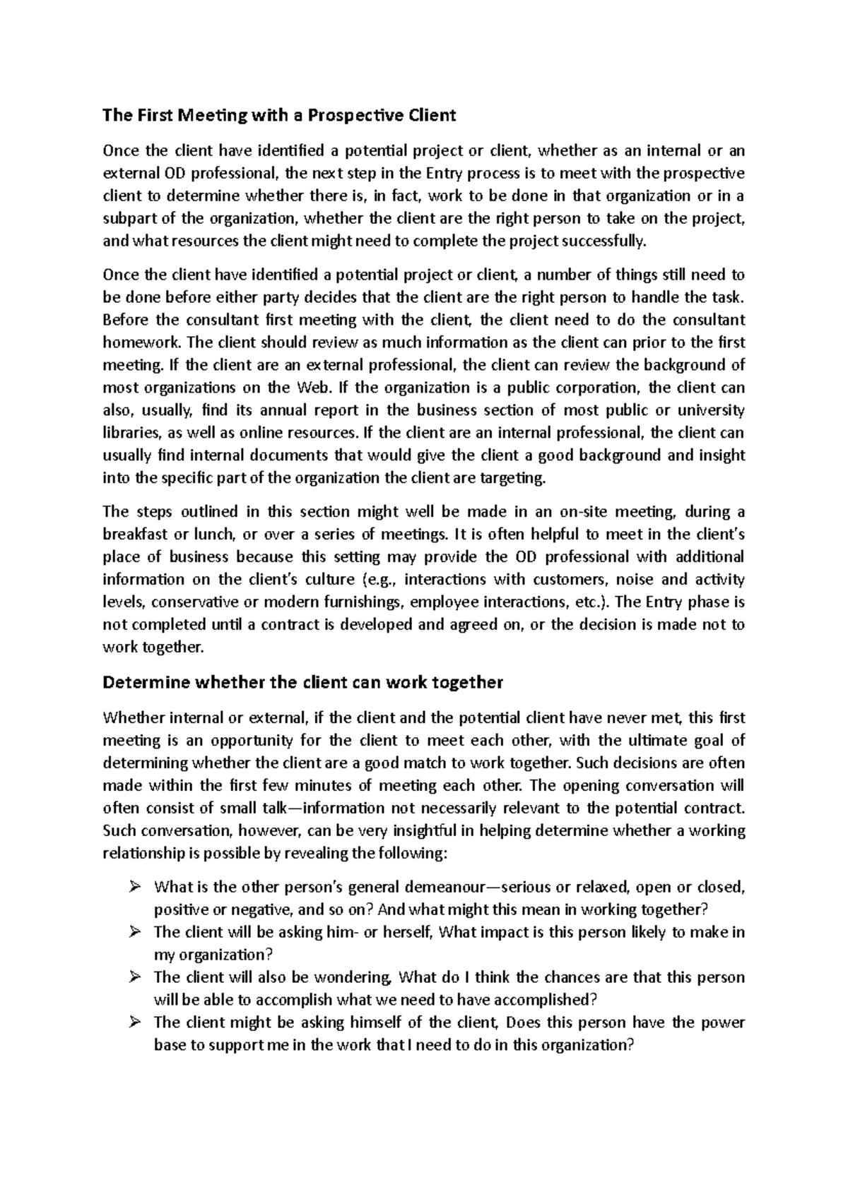 The First Meeting with a Prospective Client - Once the client have ...