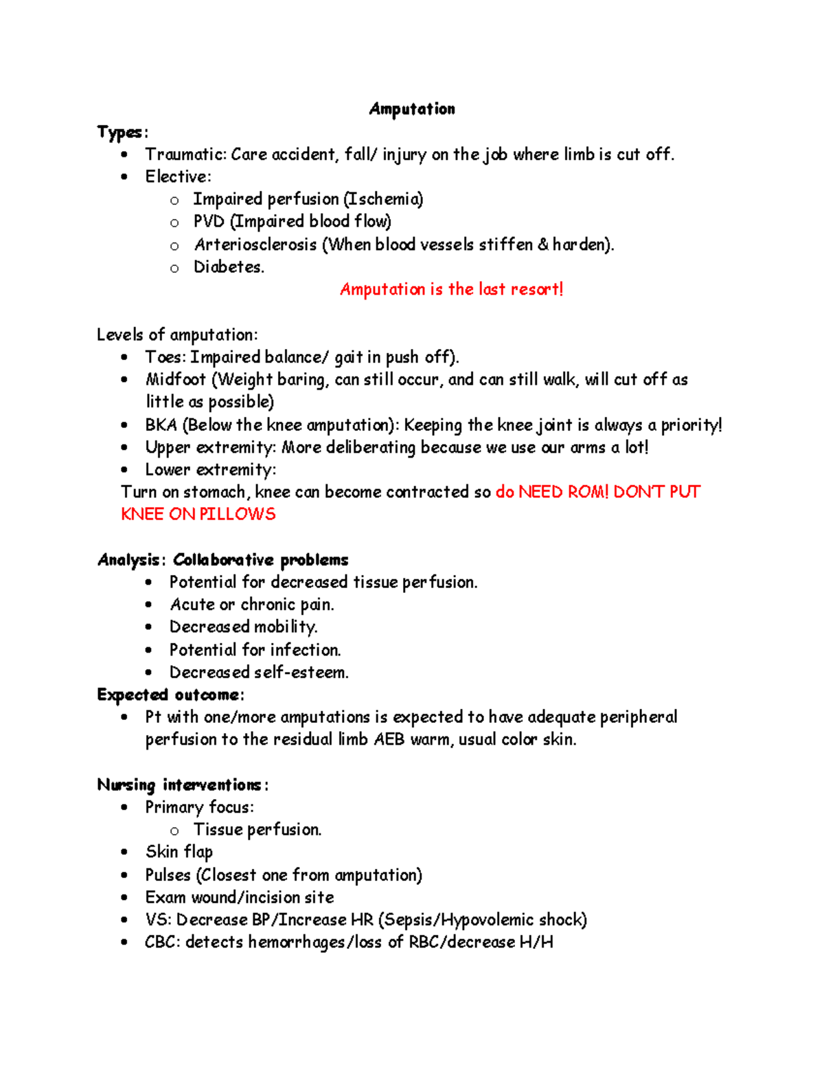 Amputation - Amputation Types: Traumatic: Care accident, fall/ injury ...