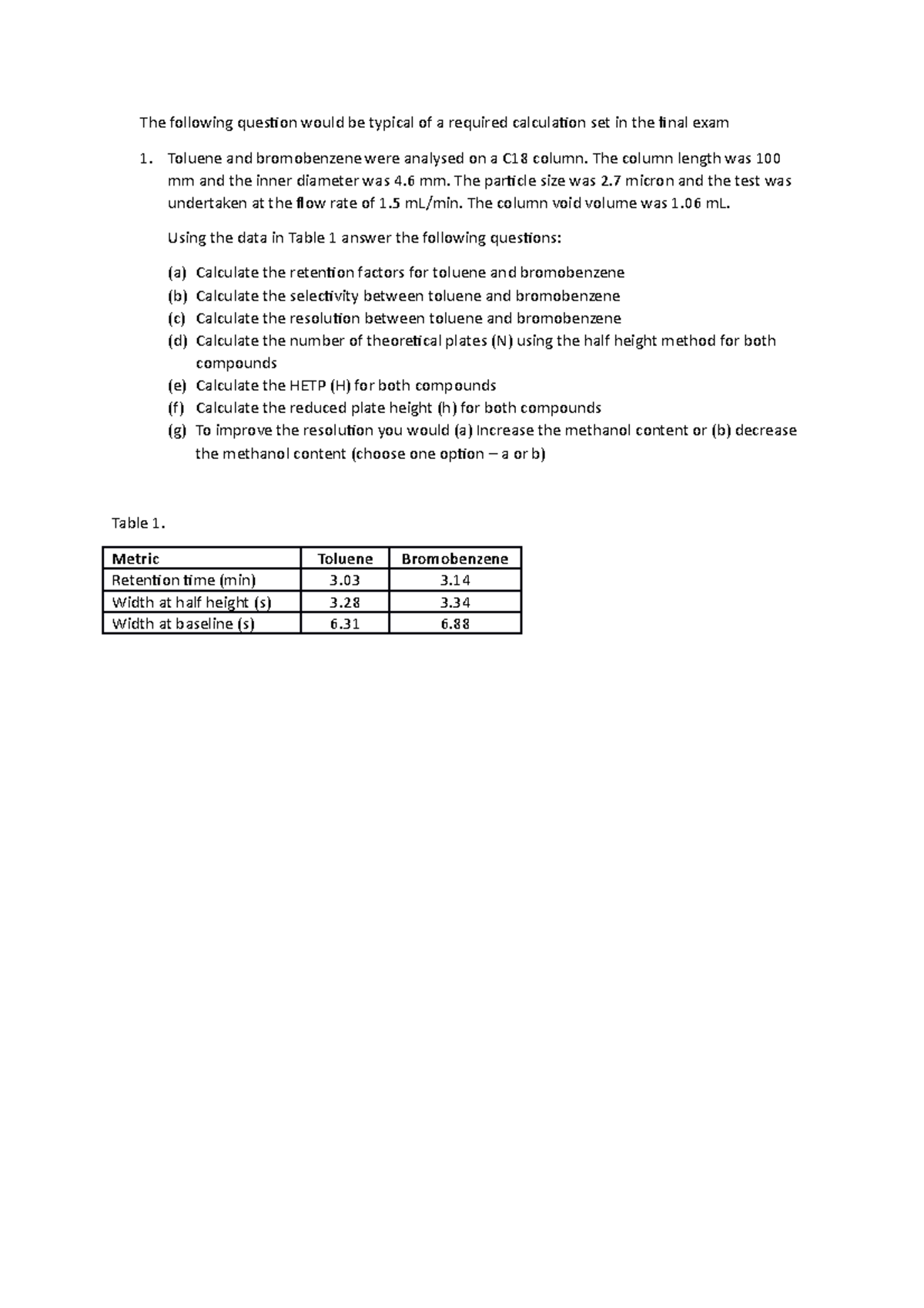 Typical Exam Question - The following question would be typical of a ...