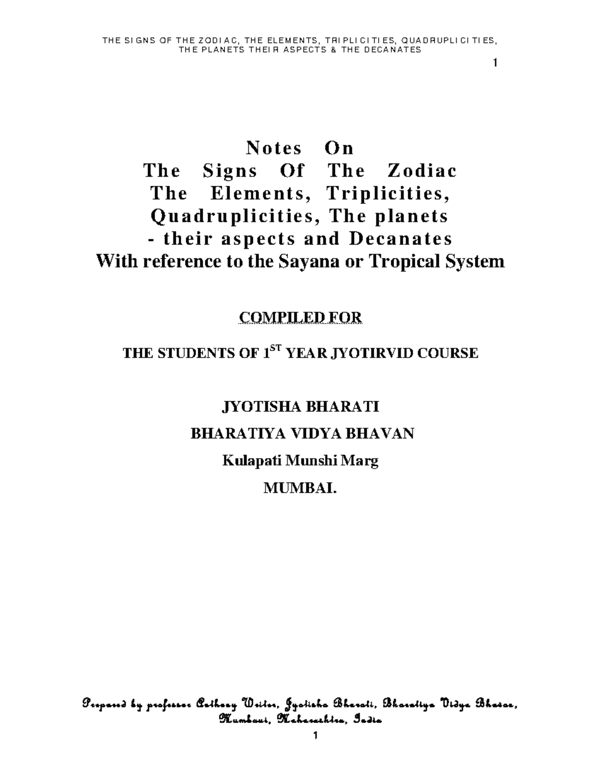 12. Notes On The Signs Of The Zodiac The Elements, Triplicities ...