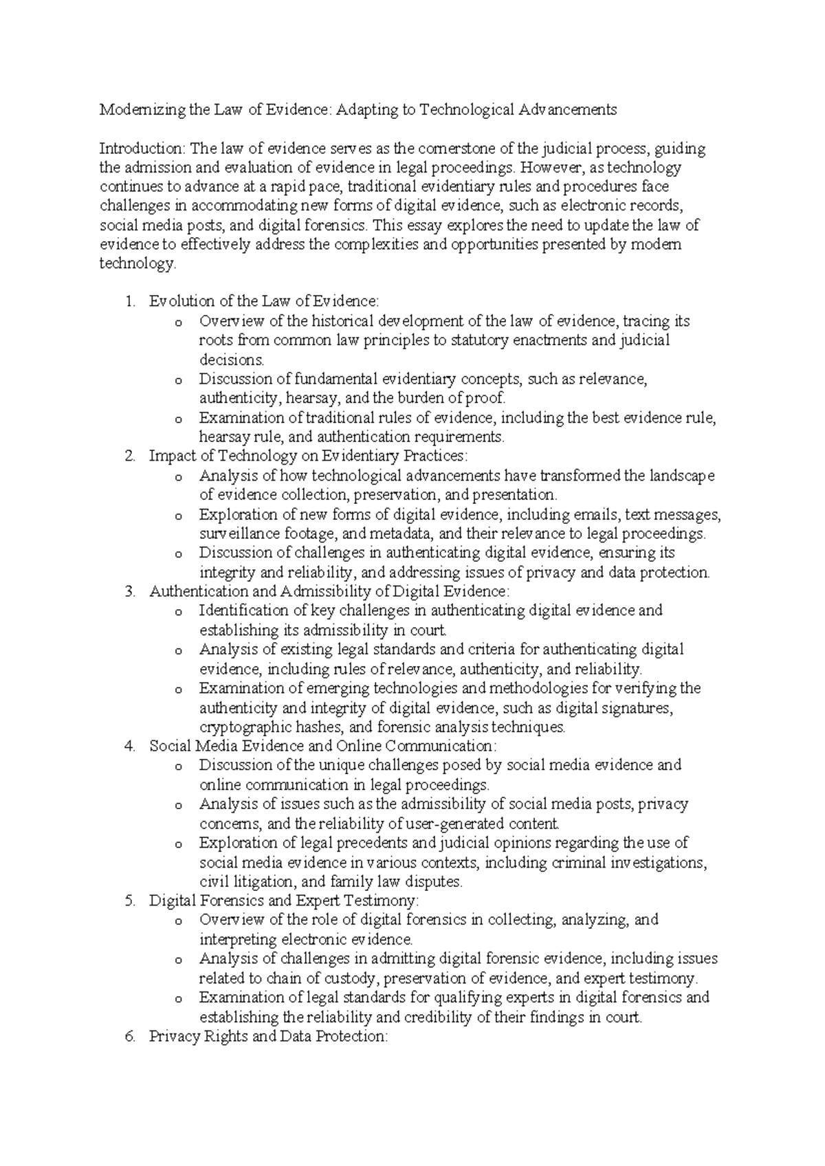 Modernizing the Law of Evidence - However, as technology continues to ...