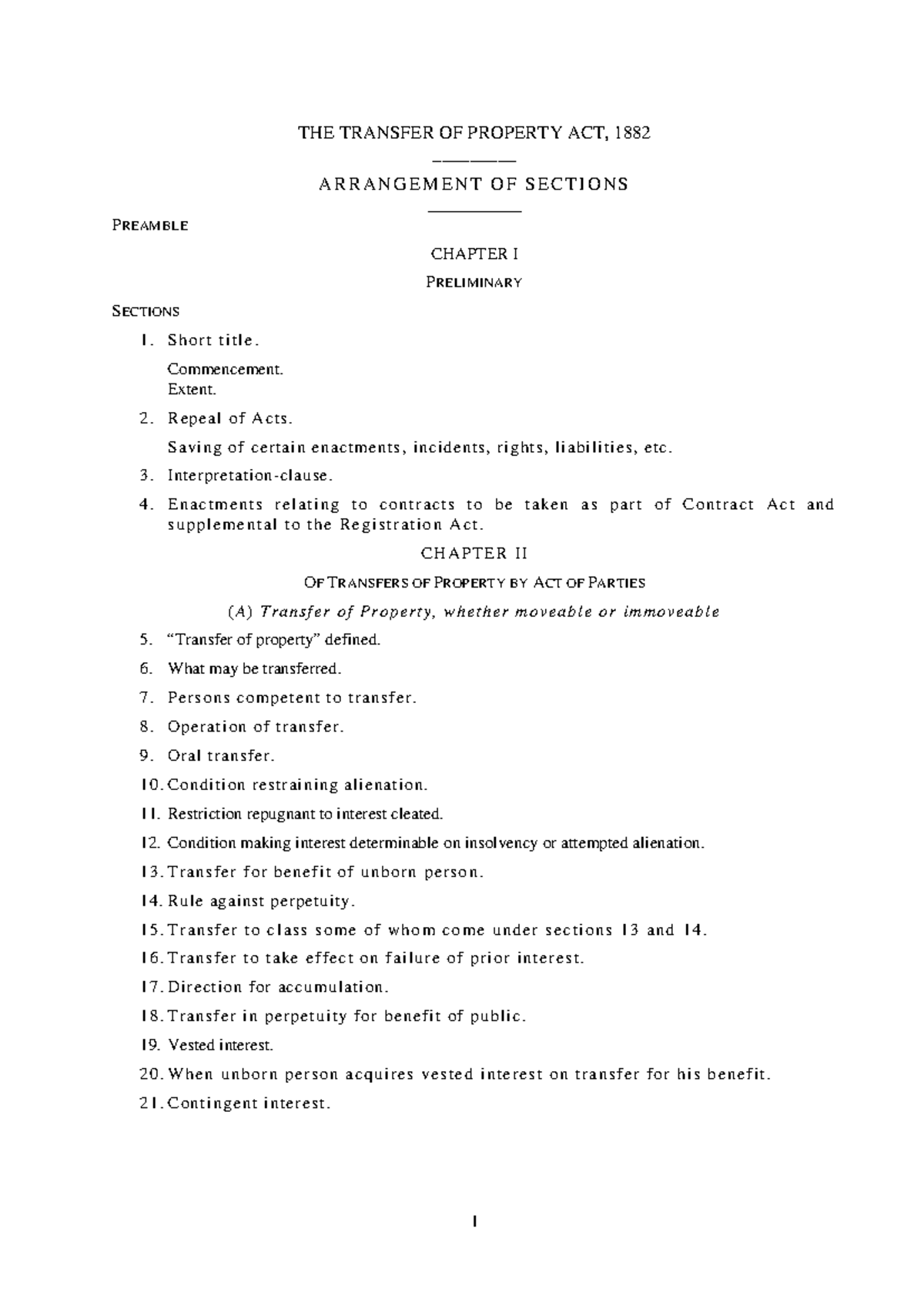 A1882-04 - Bbbvg - THE TRANSFER OF PROPERTY ACT, 1882 _________ A R R A ...