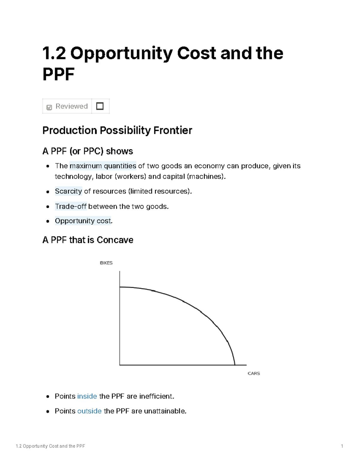 Opportunity cost and the ppf - 1 Opportunity Cost and the PPF Reviewed ...