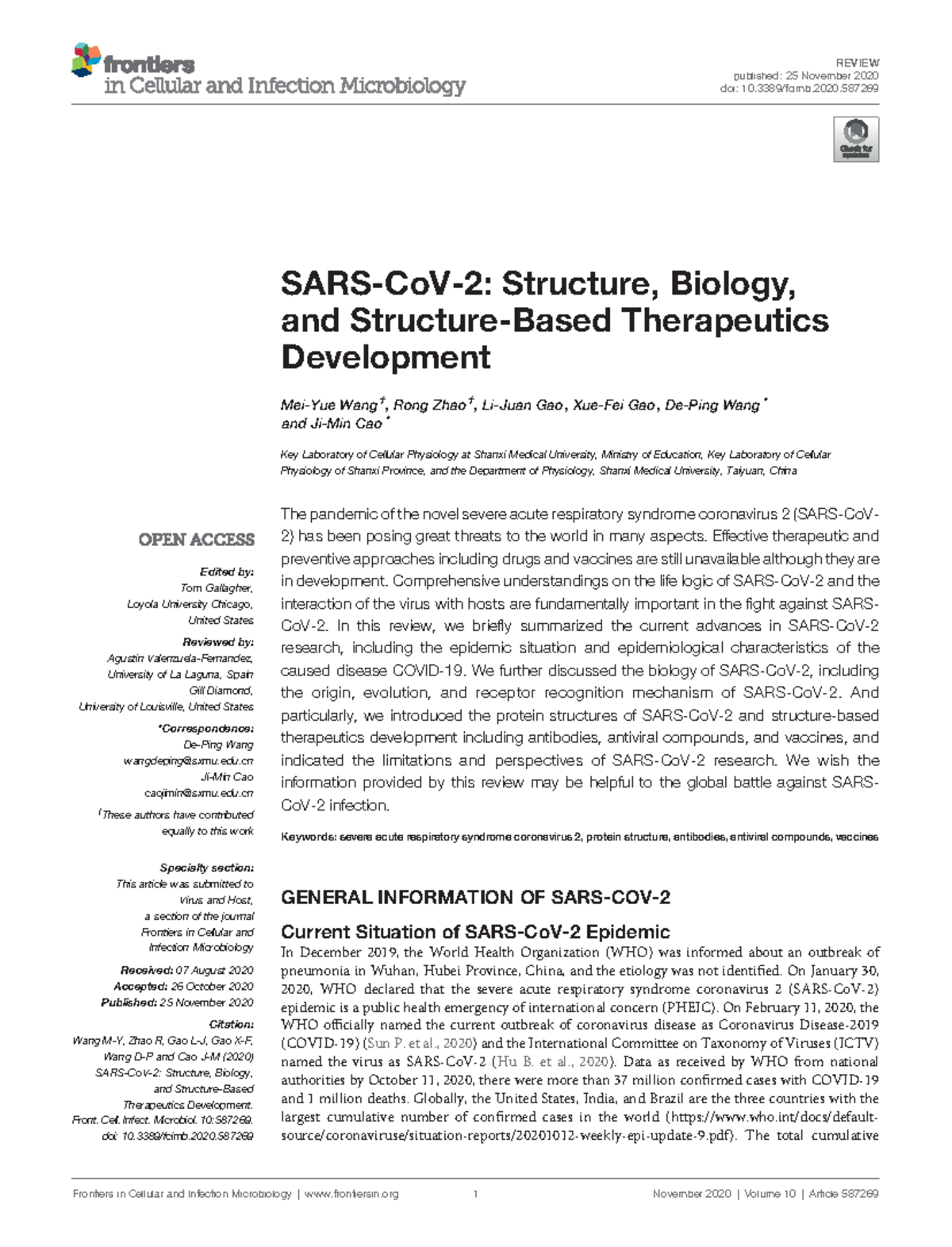 SARS-Co V-2 Structure Biology and Structure-Based T - SARS-CoV-2 ...
