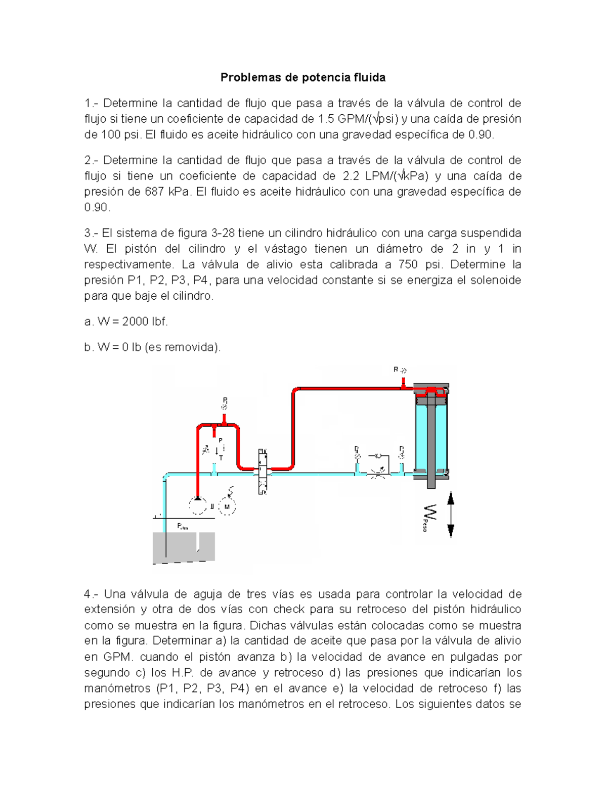 Problemas de potencia fluida 2020 - Problemas de potencia fluida 1.- Determine la cantidad de ...