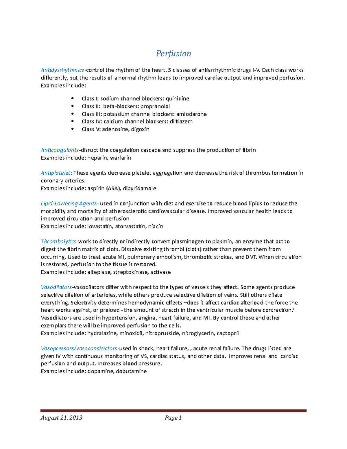 Pharmacology Perfusion - Perfusion Antidysrhythmics-control the rhythm ...