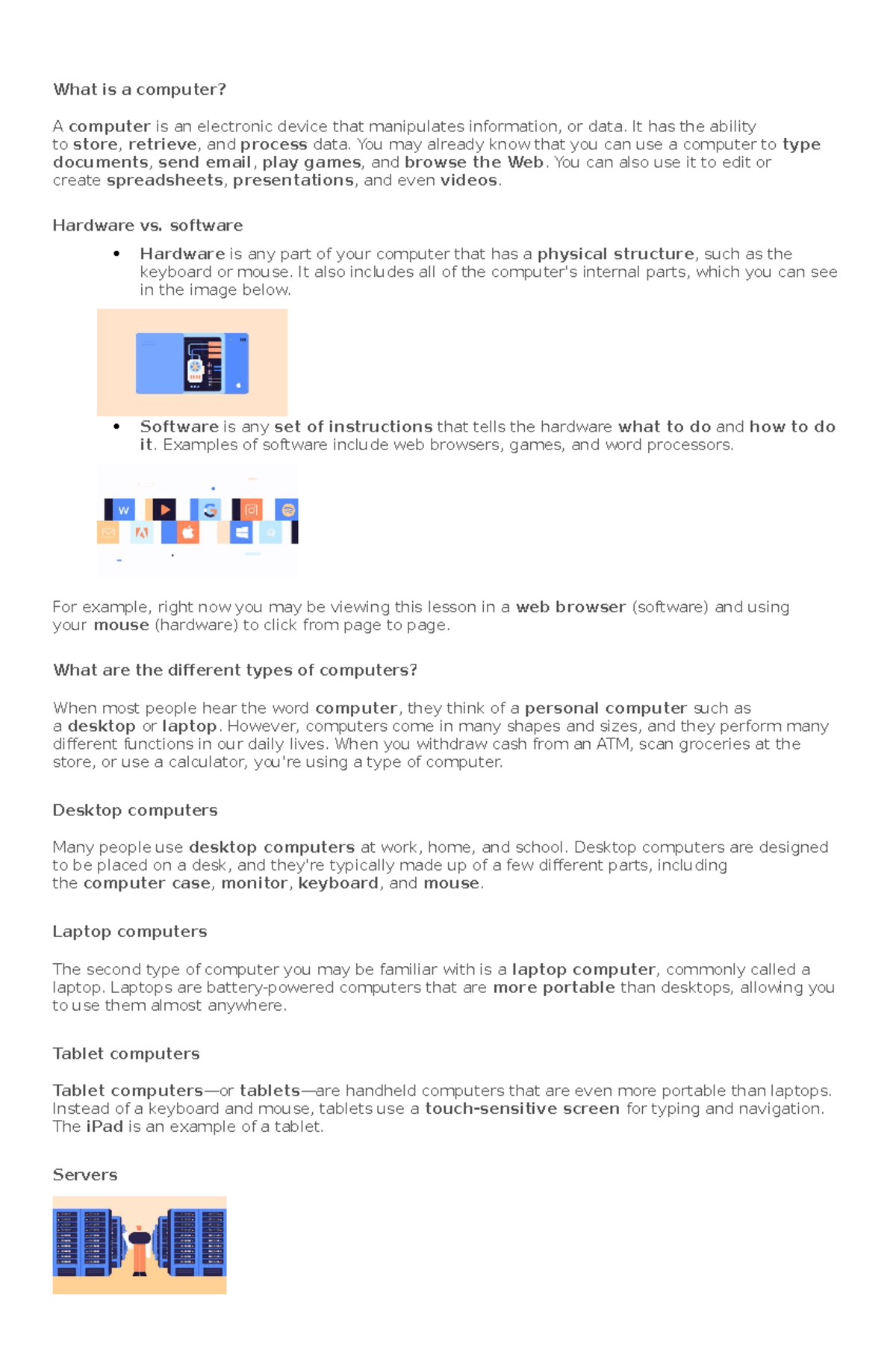 Page 12 - basics of a computer - What is a computer? A computer is an ...