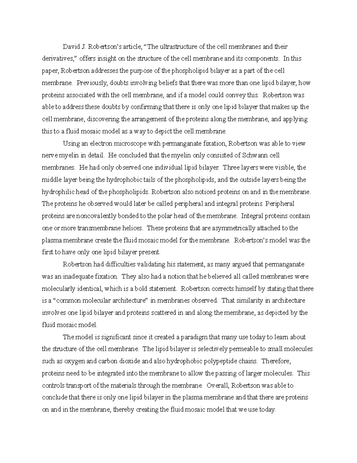 Cell Membrane - David J. Robertson’s article, “The ultrastructure of ...