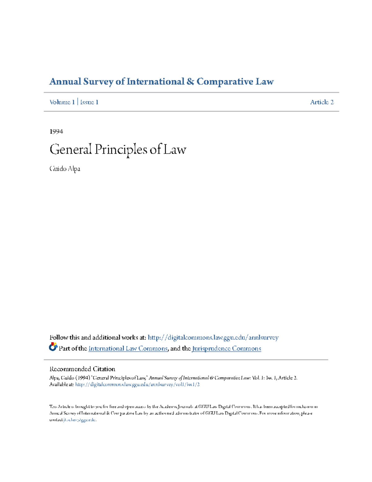 General Principles of Law - Annual Survey of International ...