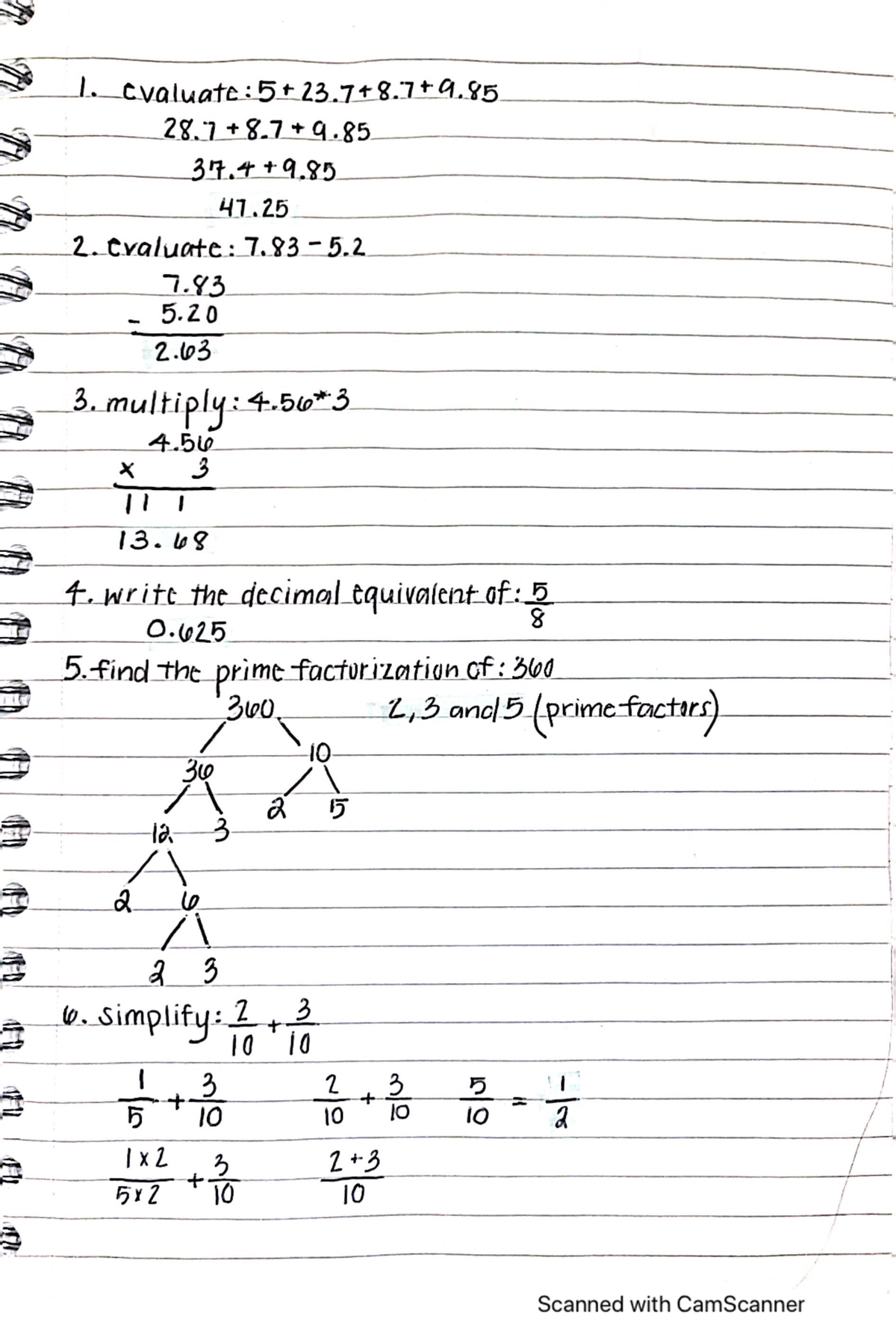 Weekly Summary (basic math) new one - 1. evaluate: 5 47 2. evaluate: 7 ...
