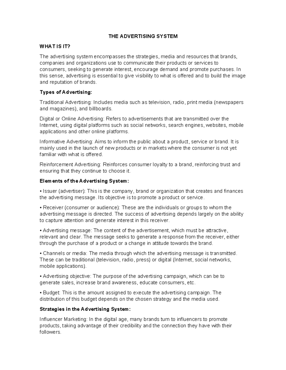 THE Advertising System - THE ADVERTISING SYSTEM WHAT IS IT? The ...