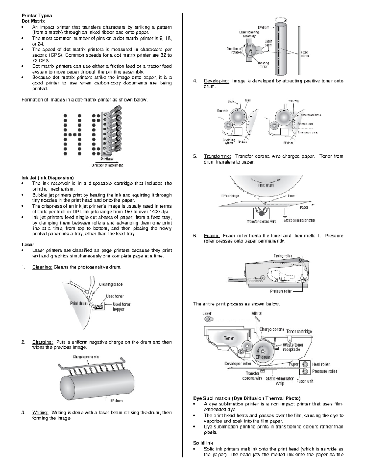 3375 - Comptia A+ Study notes - Printer Types Dot Matrix An impact ...