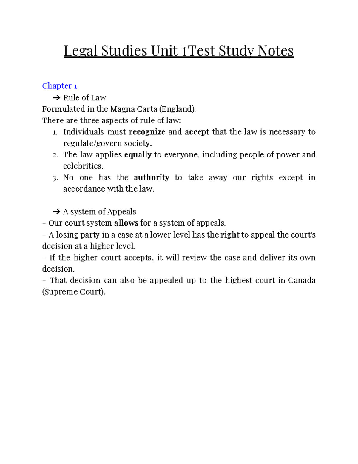 CLN4C- Unit 1 Test Study Notes - Ap/Hreq 3450 - Yorku - Studocu