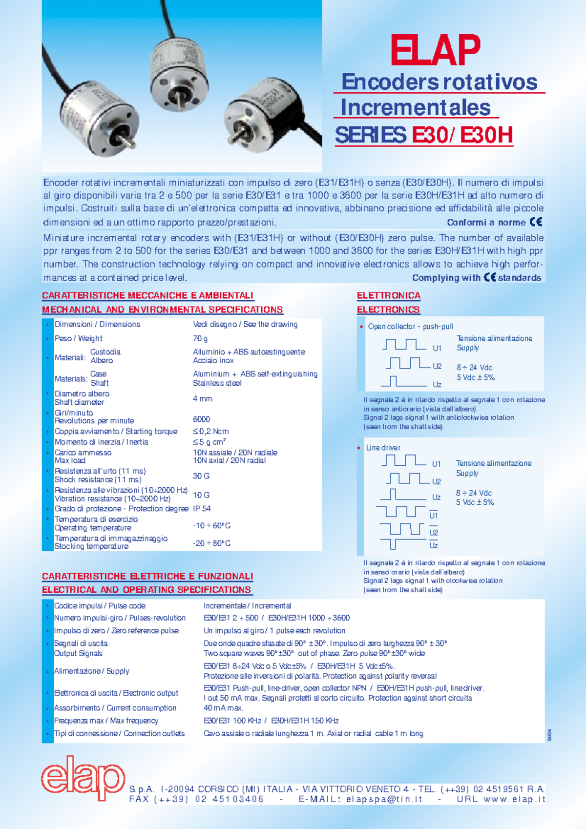 Encoders incrementales - ####### S.p. I-20094 CORSICO (MI) ITALIA - VIA ...